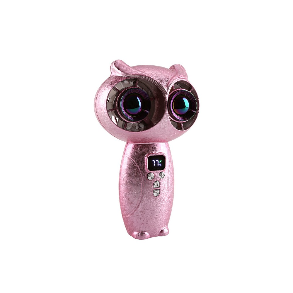 Owl Dual-Turbine USB Rechargeable Handheld Fan with LED Display